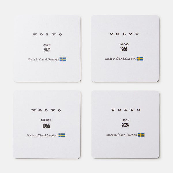 Volvo Merchandise. Now & Then Construction Equipment Coasters (4-pack)