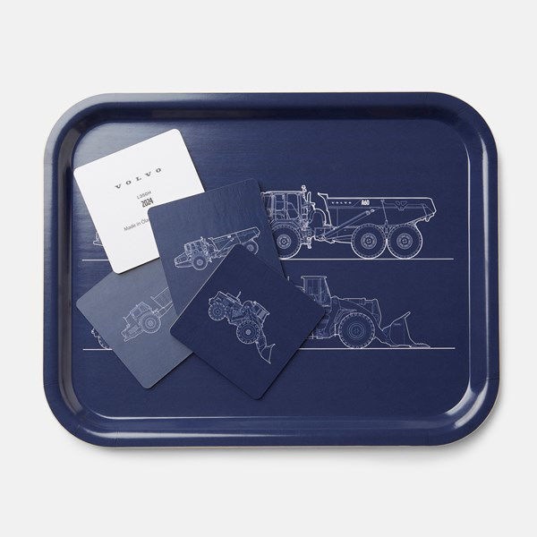 Volvo Merchandise. Now & Then Construction Equipment Coasters (4-pack)